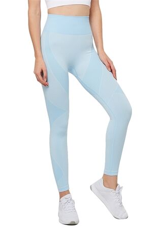 Jerf Kadın Bonita Mavi Yüksek Bel Jakarlı Tayt XS EU