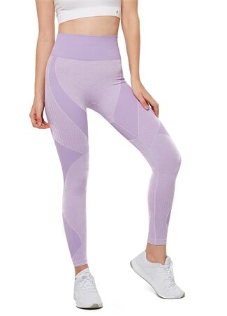 Jerf Kadın Bonita Lila Yüksek Bel Jakarlı Tayt Mor S EU