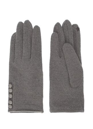Beymen Hediye Kadın Gri Düğme Detaylı Yün Eldiven Eu