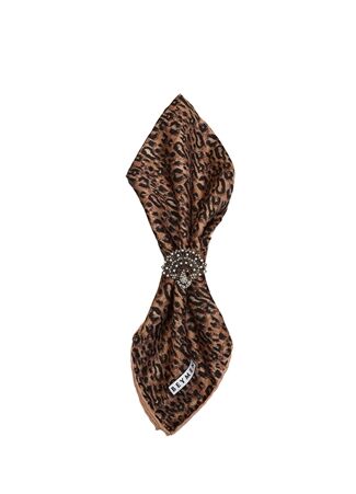 Beymen Hediye Kadın Leopar Desenli Fular Ve Broş Seti Kahverengi EU