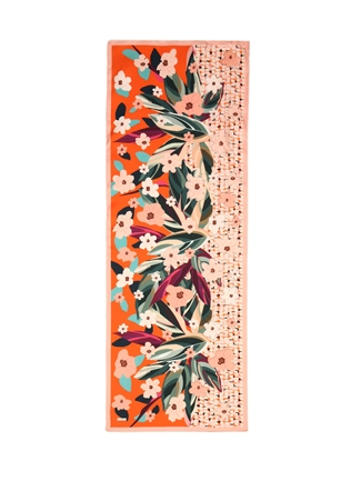 Beymen Kadın Altın Rengi Desenli 65x80 cm İpek Twill Eşarp Pembe EU