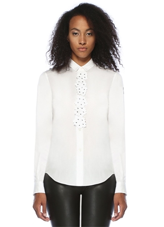 Moncler Genius Kadın 6 Noir Kei Ninomiya Beyaz Aplikeli Gömlek 38 IT