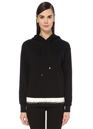 Moncler Kadın Siyah Kapüşonlu Ucu Logo Şeritli Sweatshirt XS EU Moncler Kadın Siyah Kapüşonlu Ucu Logo Şeritli Sweatshirt XS EU
