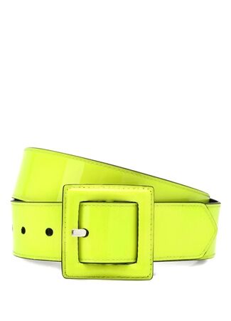 Kadın Neon Sarı Deri Kemer 80 EU
