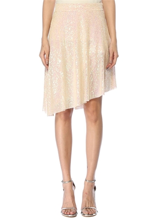 Academia Kadın Altın Rengi İşlemeli Asimetrik Mini Etek 42 Academia Kadın Altın Rengi İşlemeli Asimetrik Mini Etek 42