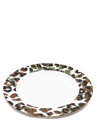 Mi Su Deco Animal Print Supla Boy El Yapımı Porselen Tabak Siyah