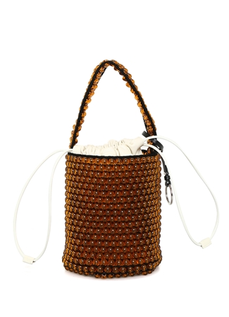 Jil Sander Kadın Turuncu Ağzı Büzgülü Boncuklu El Çantası EU