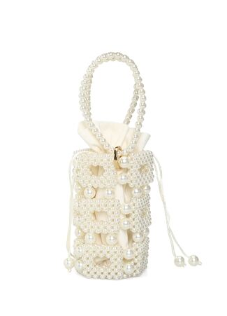 07 Kadın Esmeralda Beyaz İncili El Çantası Bej EU