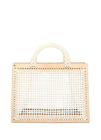 07 Kadın Xl St Barts Örgü Dokulu Hasır Omuz Çantası Beyaz EU