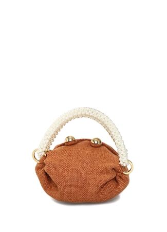 07 Kadın Nino Taba Deri Keten El Çantası Turuncu EU