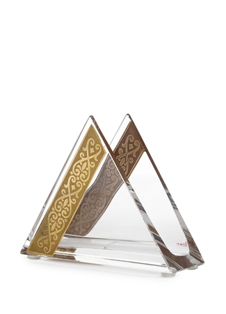 Moser Üçgen Formlu Motifli Kristal Peçetelik Çok Renkli