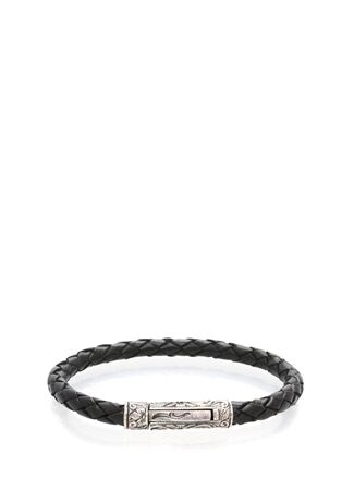 Boga Erkek Siyah Örgü Dokulu Gümüş Rengi Bileklik M