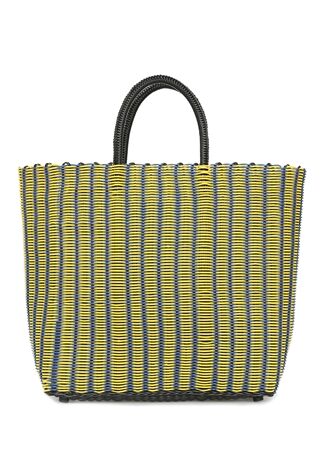 Truss Kadın Sarı Lacivert Örgü Dokulu Alışveriş Çantası EU Truss Kadın Sarı Lacivert Örgü Dokulu Alışveriş Çantası EU