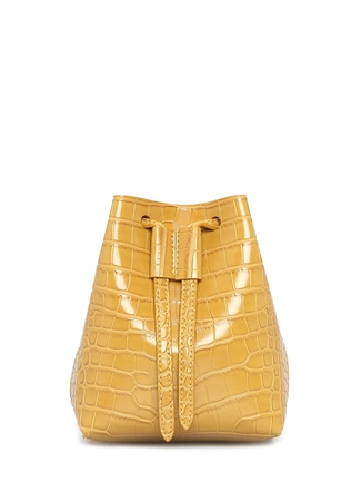 Nanushka Kadın Minee Sarı Yılan Derisi Dokulu Bel Çantası Turuncu EU