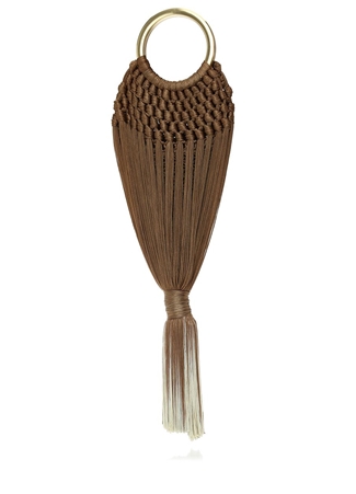 Cult Gaia Kadın Mini Angelou Kahverengi Püsküllü El Çantası Bej EU