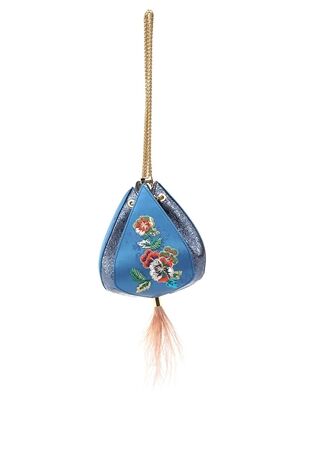 The Volon Kadın Cindy Mavi Çiçek Nakışlı Büzgülü Çanta EU The Volon Kadın Cindy Mavi Çiçek Nakışlı Büzgülü Çanta EU