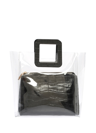 Staud Kadın Shirley Bölme Detaylı Trasnparan El Çantası Siyah Eu
