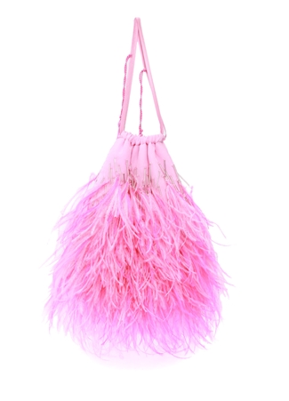 The Attico Kadın Greta Pembe Tüy Detaylı El Çantası EU The Attico Kadın Greta Pembe Tüy Detaylı El Çantası EU