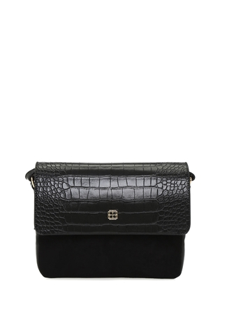 Beymen Kadın Siyah Krokodil Doku Detaylı Sırt Çantası EU