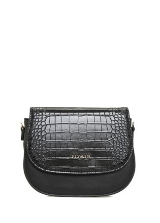 Beymen Kadın Siyah Krokodil Dokulu Omuz Çantası EU
