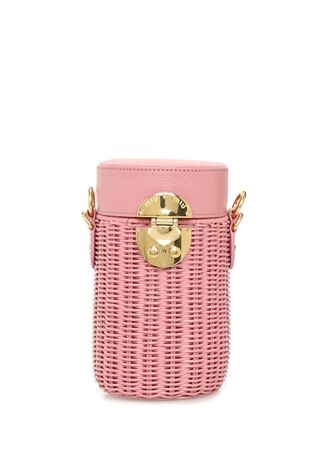 Miu Kadın Pembe Örgü Dokulu Deri Omuz Çantası EU