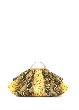 The Volon Kadın Gabi Mini Sarı Desenli Deri El Portföyü EU