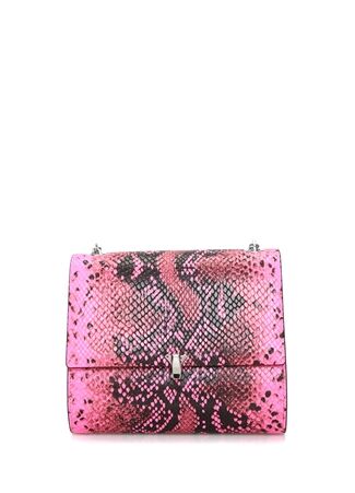 The Volon Kadın Po Moon Pembe Desenli Deri Omuz Çantası EU