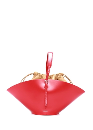 Jil Sander Kadın Sombrero Kırmızı Deri El Çantası EU Jil Sander Kadın Sombrero Kırmızı Deri El Çantası EU