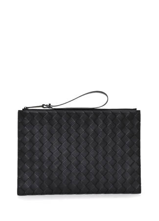 Bottega Veneta Erkek Siyah Örgü Dokulu Deri El Portföyü EU