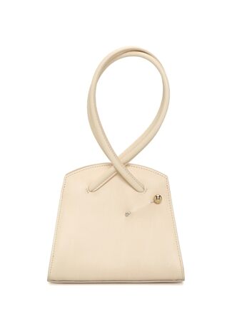 Little Liffner Kadın Twisted Triangle Ekru Deri El Çantası Beyaz EU
