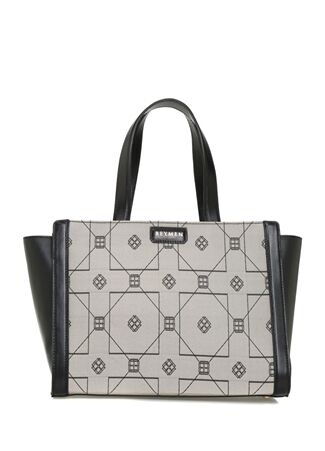 Beymen Kadın Siyah Gri Logo Desenli Omuz Çantası EU