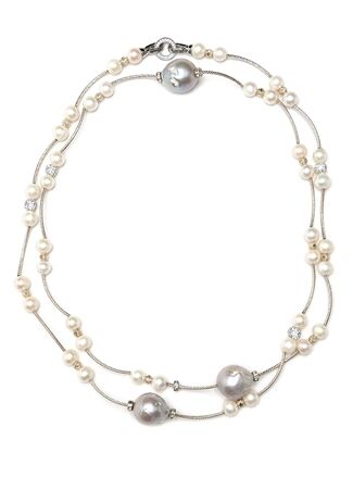 Freyia Jewellery Kadın İncili Zikzakli Gümüş Rengi Kolye EU