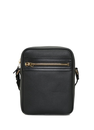 Tom Ford Erkek Siyah Logolu Deri Omuz Çantası EU Tom Ford Erkek Siyah Logolu Deri Omuz Çantası EU