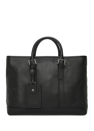 Beymen Collection Erkek Siyah Kemer Detaylı Deri Laptop Çantası Eu