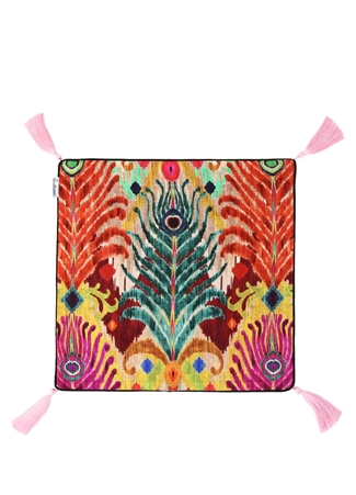 Les Ottomans Colorblock Baskılı 45x45 İpek Dekoratif Yastık Çok Renkli Les Ottomans Colorblock Baskılı 45x45 İpek Dekoratif Yastık Çok Renkli