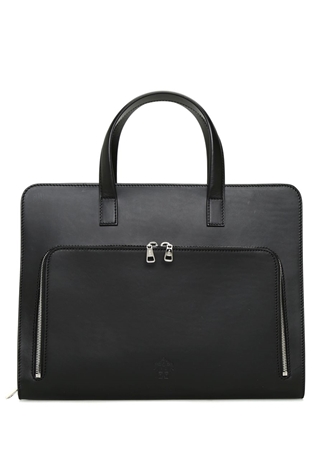 Pineider Erkek Siyah Logolu Deri Evrak Çantası EU Pineider Erkek Siyah Logolu Deri Evrak Çantası EU