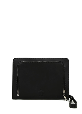 Pineider Erkek Siyah Logolu Deri El Portföyü EU