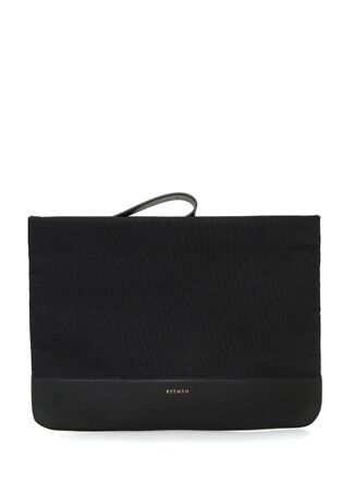 Beymen Kadın Siyah Deri Garnili Kanvas El Portföyü EU