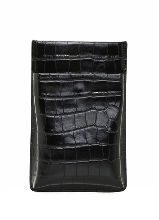 Beymen Kadın Aden Krokodil Dokulu Deri Telefon Kılıfı Siyah EU