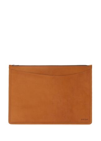 Le Feuillet Erkek Taba Fermuarlı Deri iPad Çantası Turuncu M EU