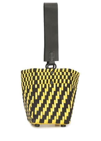Truss Kadın Sarı Siyah Örgü Dokulu El Çantası EU Truss Kadın Sarı Siyah Örgü Dokulu El Çantası EU
