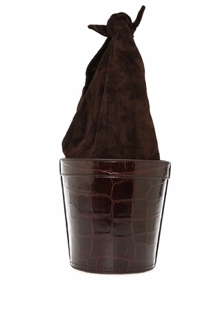 Staud Kadın Britt Kahverengi Krokodil Desenli El Çantası EU