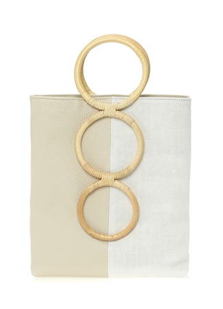 Carolina Santa Domingo Kadın Petra Mini Keten Garnili Deri El Çantası Beyaz EU