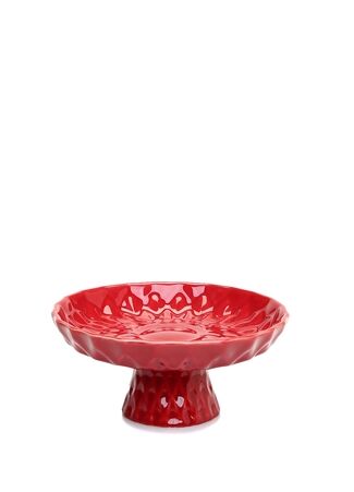 Zaya Kırmızı Ayaklı Porselen Kek Standı