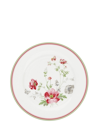 Green Gate Meadow Camille Beyaz Çiçekli Kahvaltı Tabağı Çok Renkli