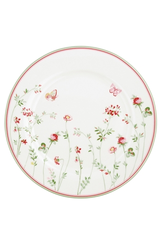 Green Gate Meadow Camille Beyaz Çiçekli Yemek Tabağı Çok Renkli