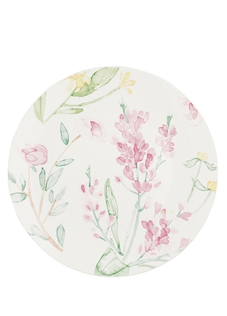Green Gate Alina Beyaz Çiçek Baskılı Porselen Yemek Tabağı Çok Renkli