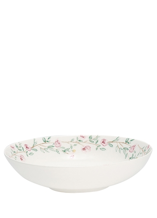 Green Gate Alina Beyaz Çiçekli Porselen Çukur Tabak Çok Renkli