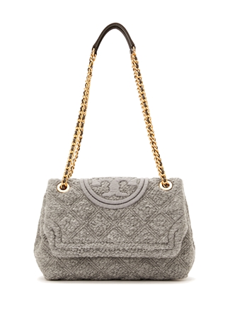 Tory Burch Kadın Gri Logo Detaylı Yün Çanta Eu Tory Burch Kadın Gri Logo Detaylı Yün Çanta Eu