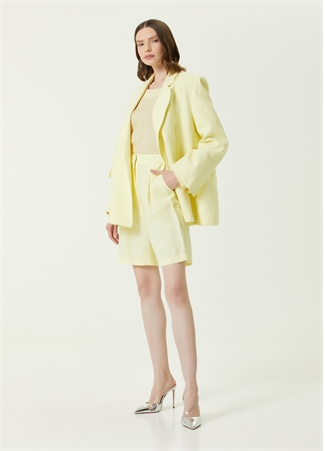 In the Mood for Love Kadın Rose Sarı Yüksek Bel Keten Şort L EU